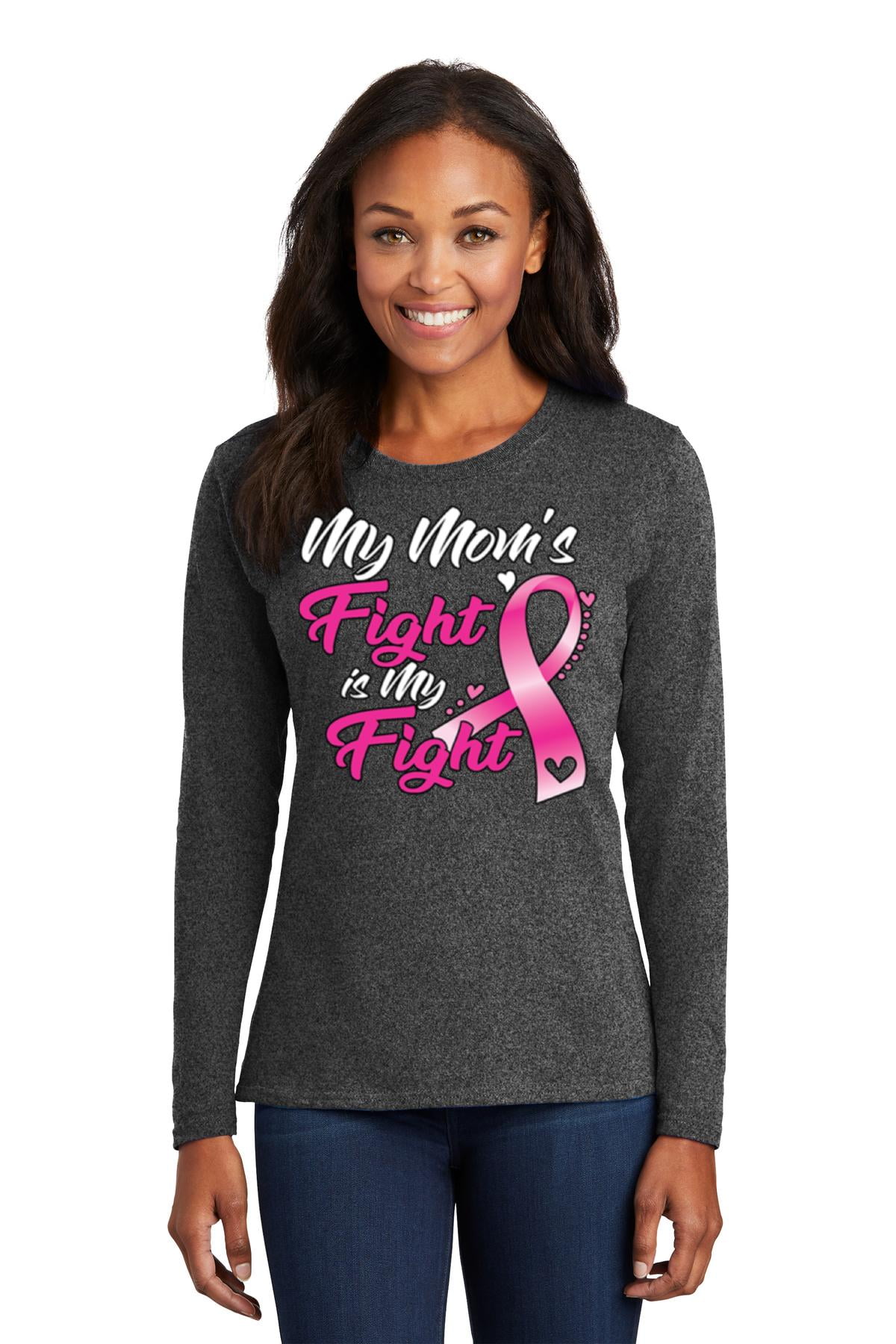 My Moms Fight Is My Fight Pink Ribbon Breast Cancer Awareness Womens