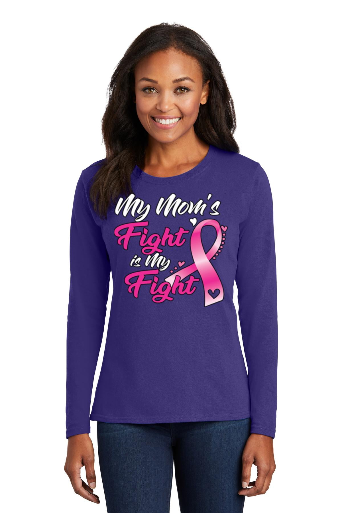 My Mom's Fight Is My Fight Pink Ribbon Breast Cancer Awareness Womens ...