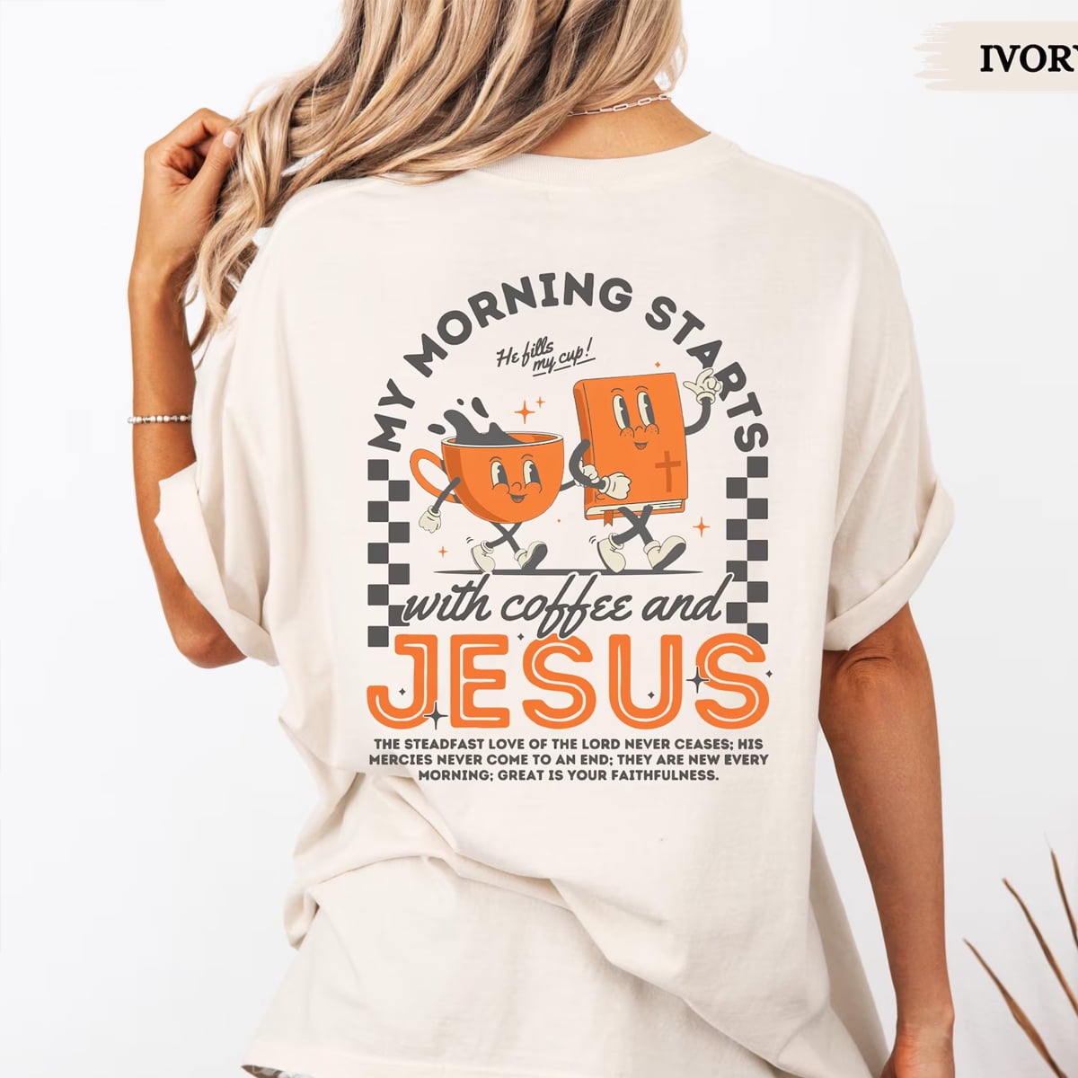 My Morning Starts with Coffee and Jesus" Inspirational T-Shirt – Faith ...