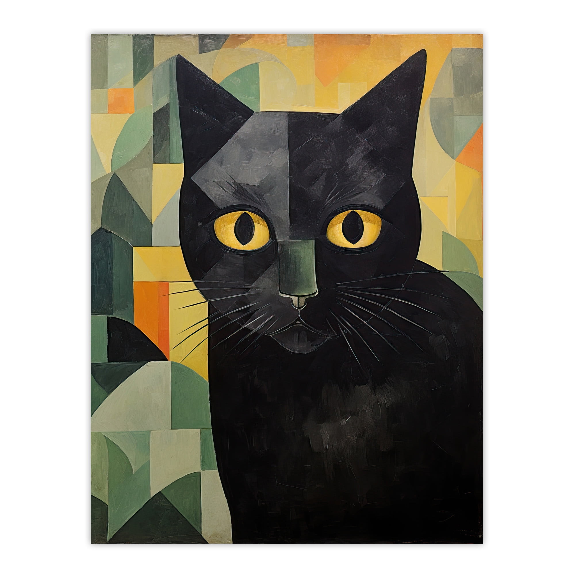 My Name Is Geoff By Alex Robins Black Cat Art Deco Geometric Extra ...