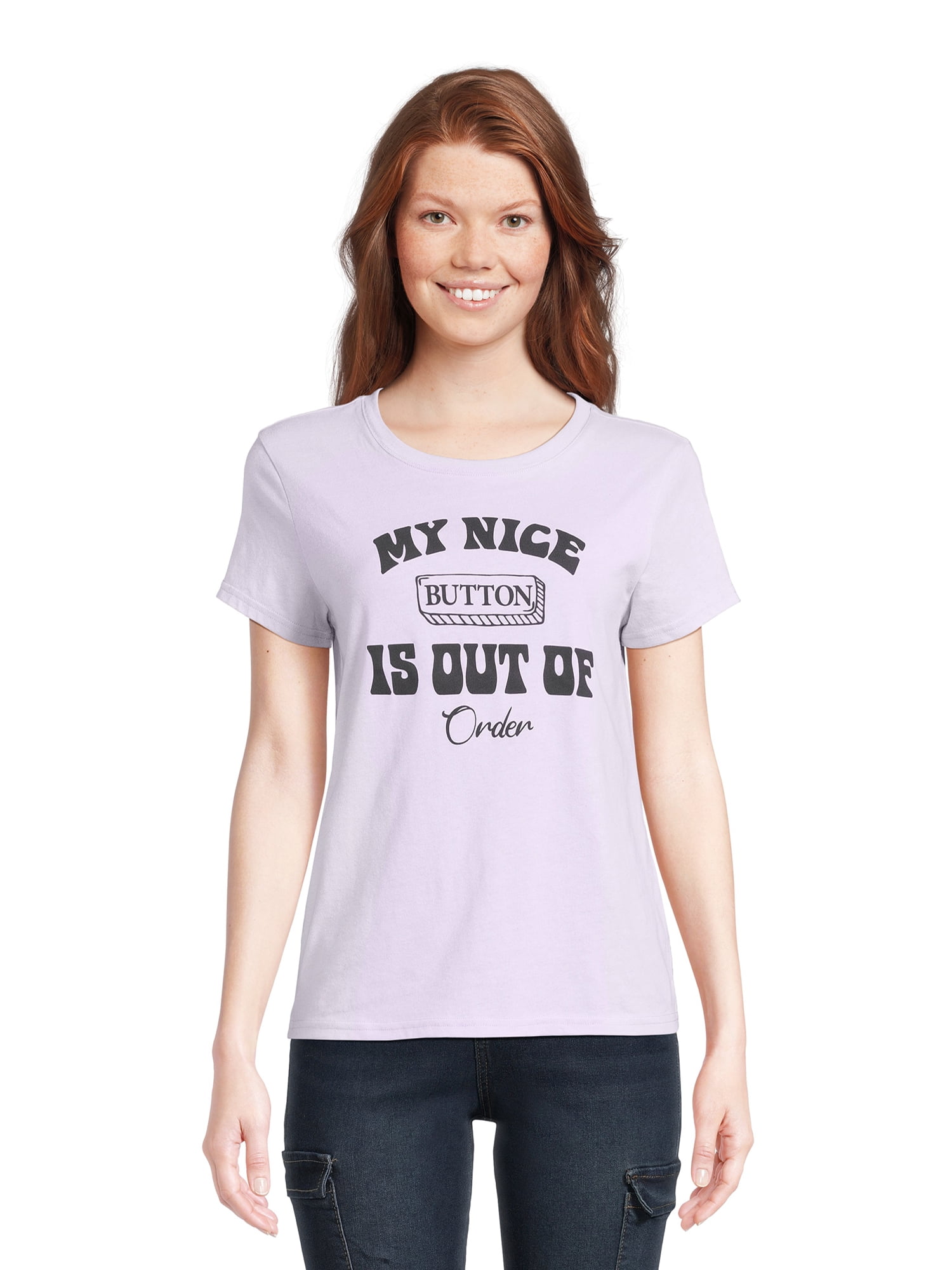 My Nice Button Women's Juniors Graphic Tee with Short Sleeves, Sizes XS ...