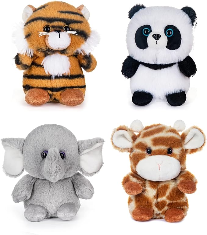 My OLi 5" Forest Animal Plush Set - Panda, Elephant, Giraffe & Tiger ...