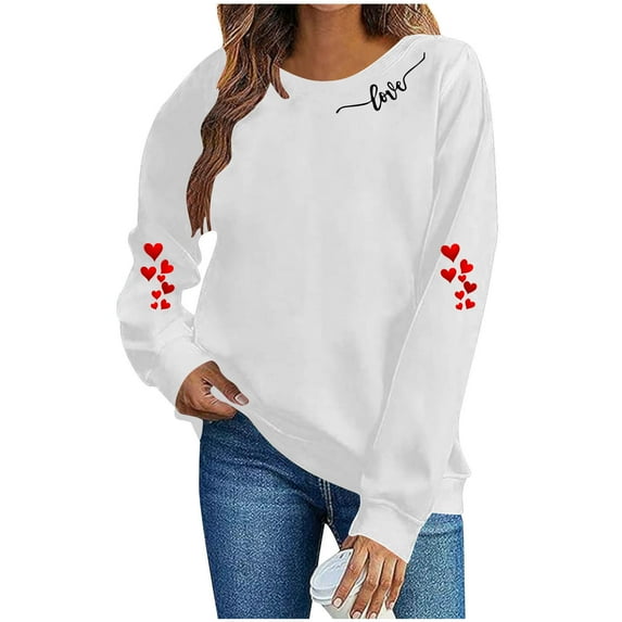 My Order Women's Round Neck Long Sleeve Valentine Print Tshirt for Tops ...