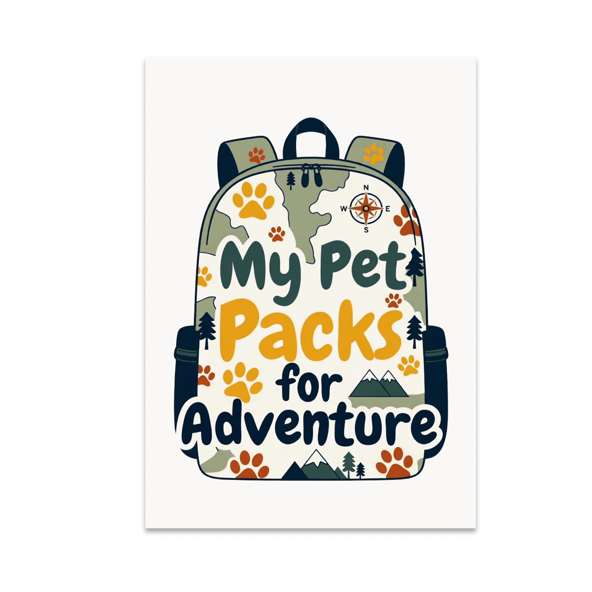 My Pet Packs for Adventure - Outdoor Pet Decor - 13x19 Poster Print ...