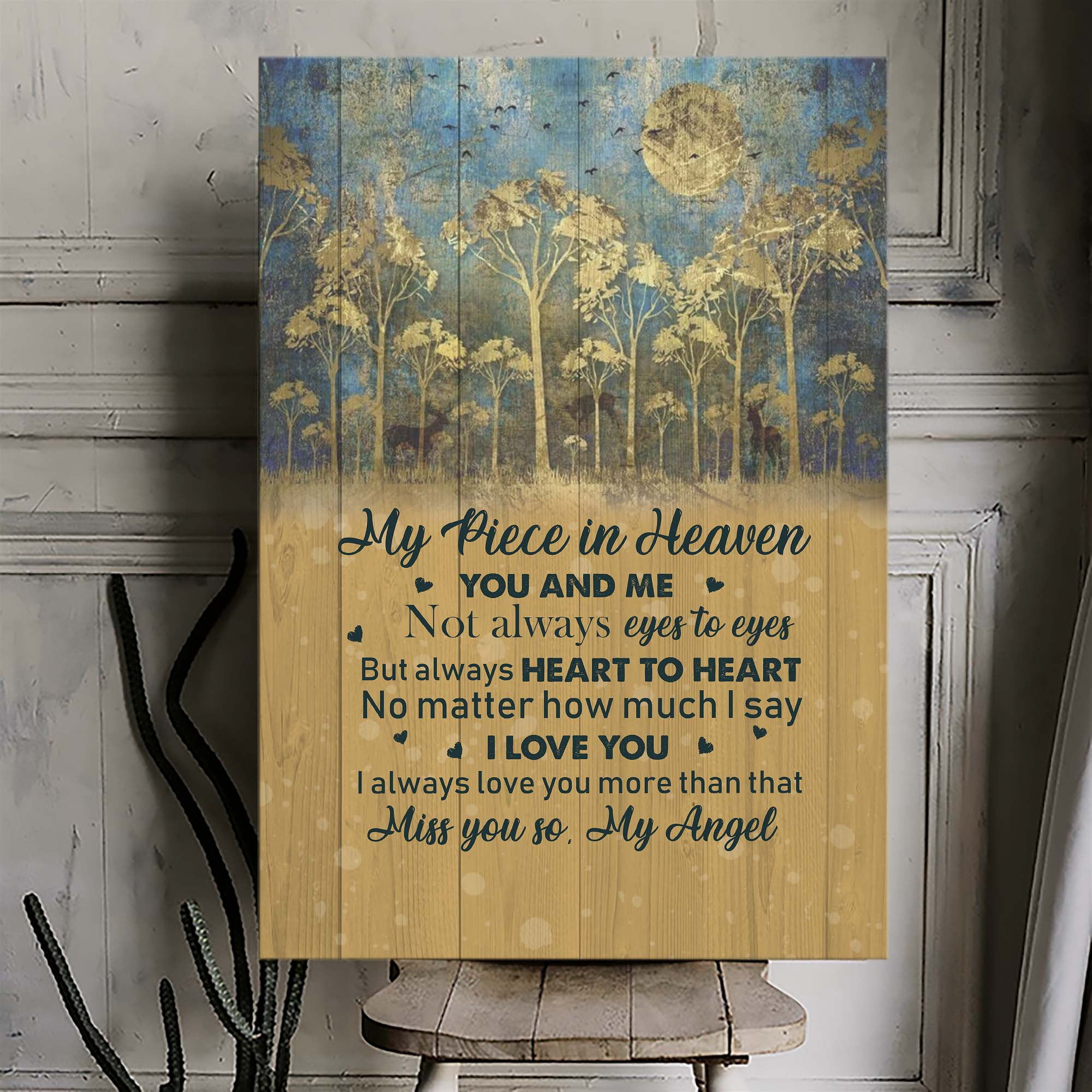 My Piece in Heaven Canvas Wall Art – Heart to Heart Memorial Quote ...