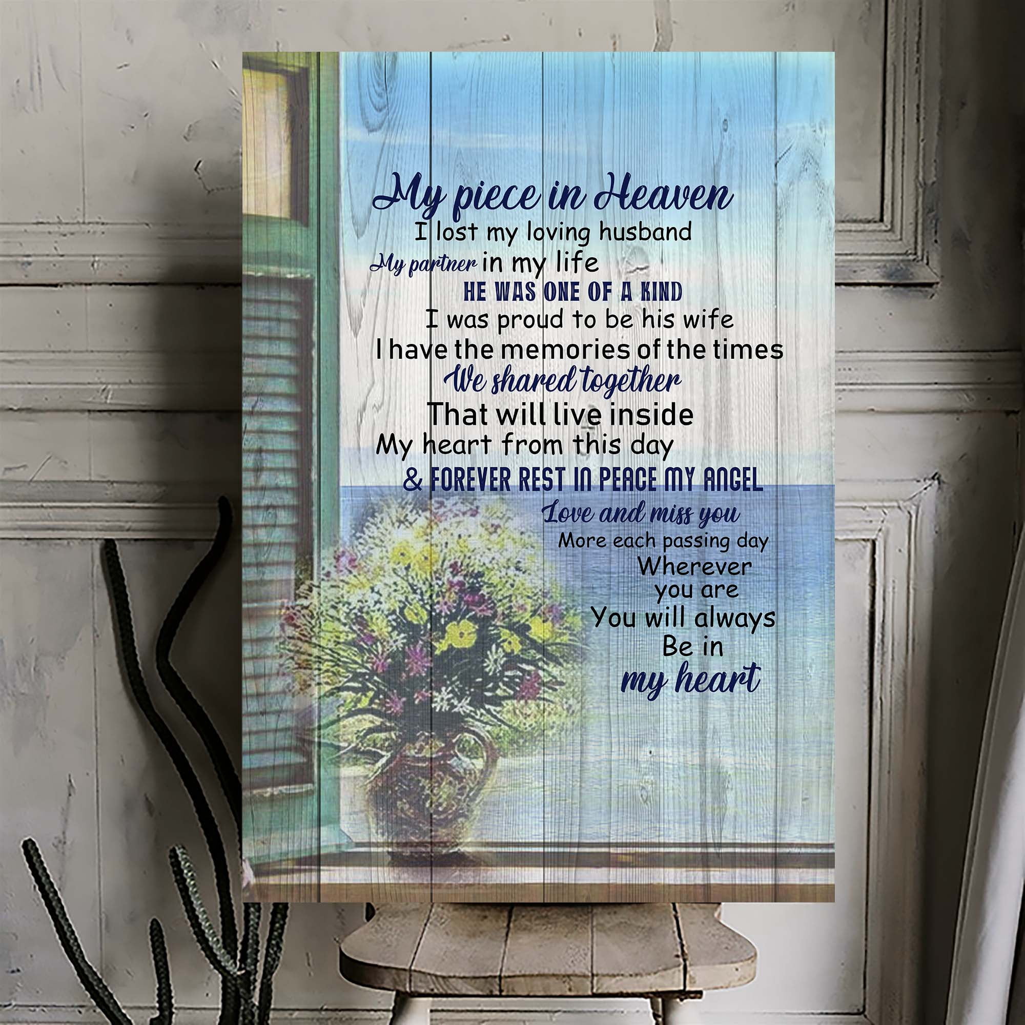 My Piece in Heaven Memorial Canvas – Tribute to Late Husband from Wife ...