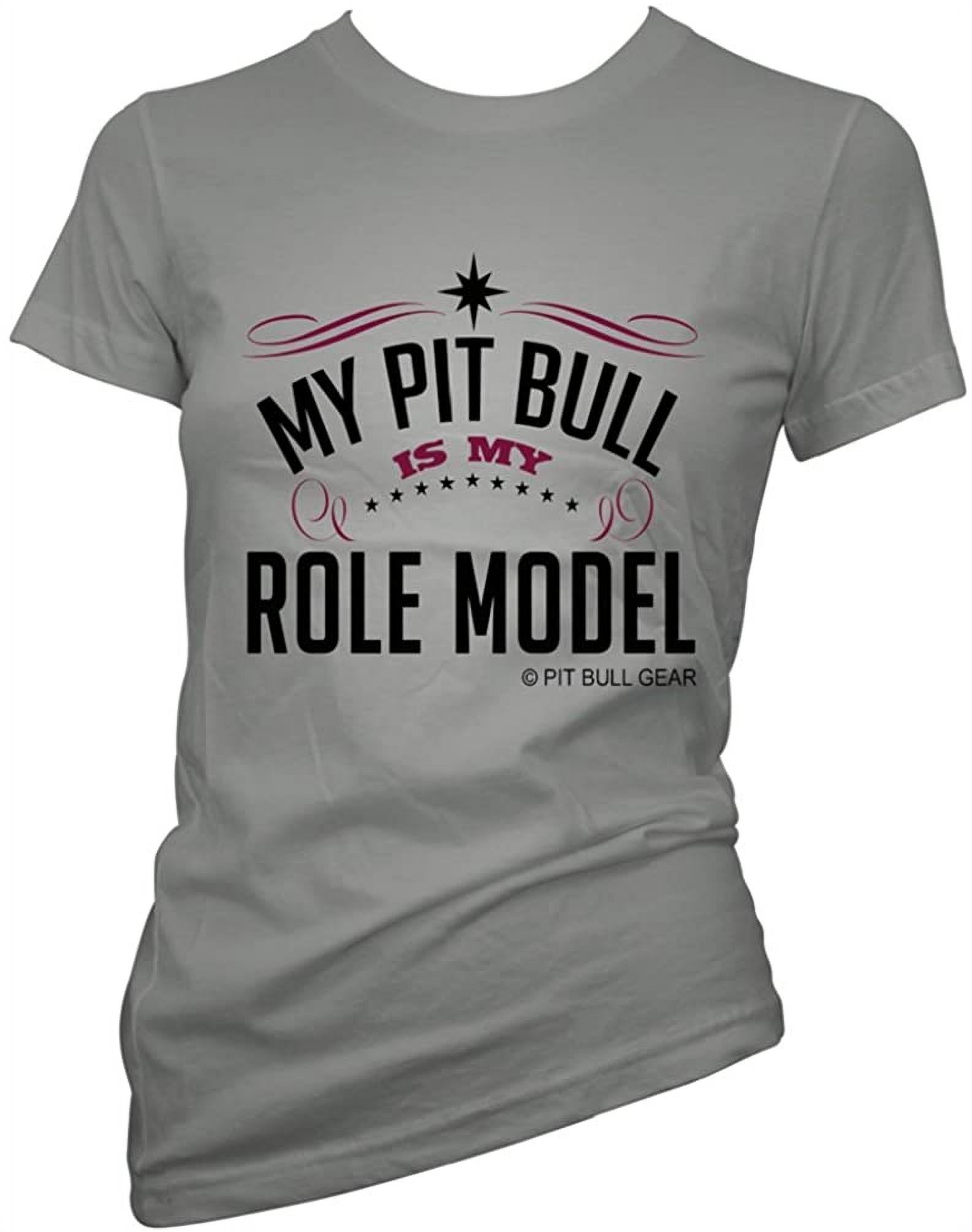 My Pit Bull Is My Role Model Women Fitted T-Shirt Pitbull Accessories ...
