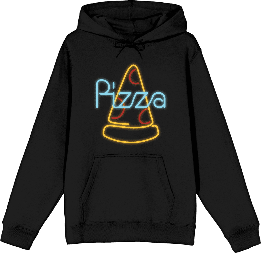 My Pizza Day Neon Pepperoni Pizza Slice Long Sleeve Adult Hooded ...