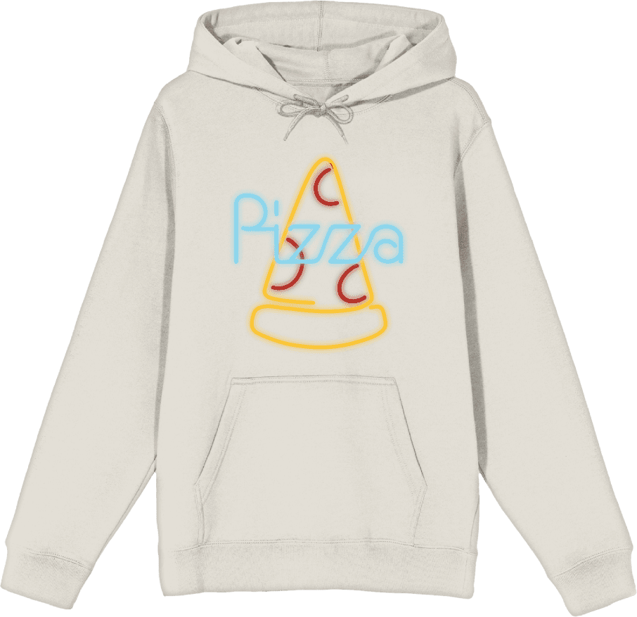 My Pizza Day Neon Pepperoni Pizza Slice Long Sleeve Adult Hooded ...