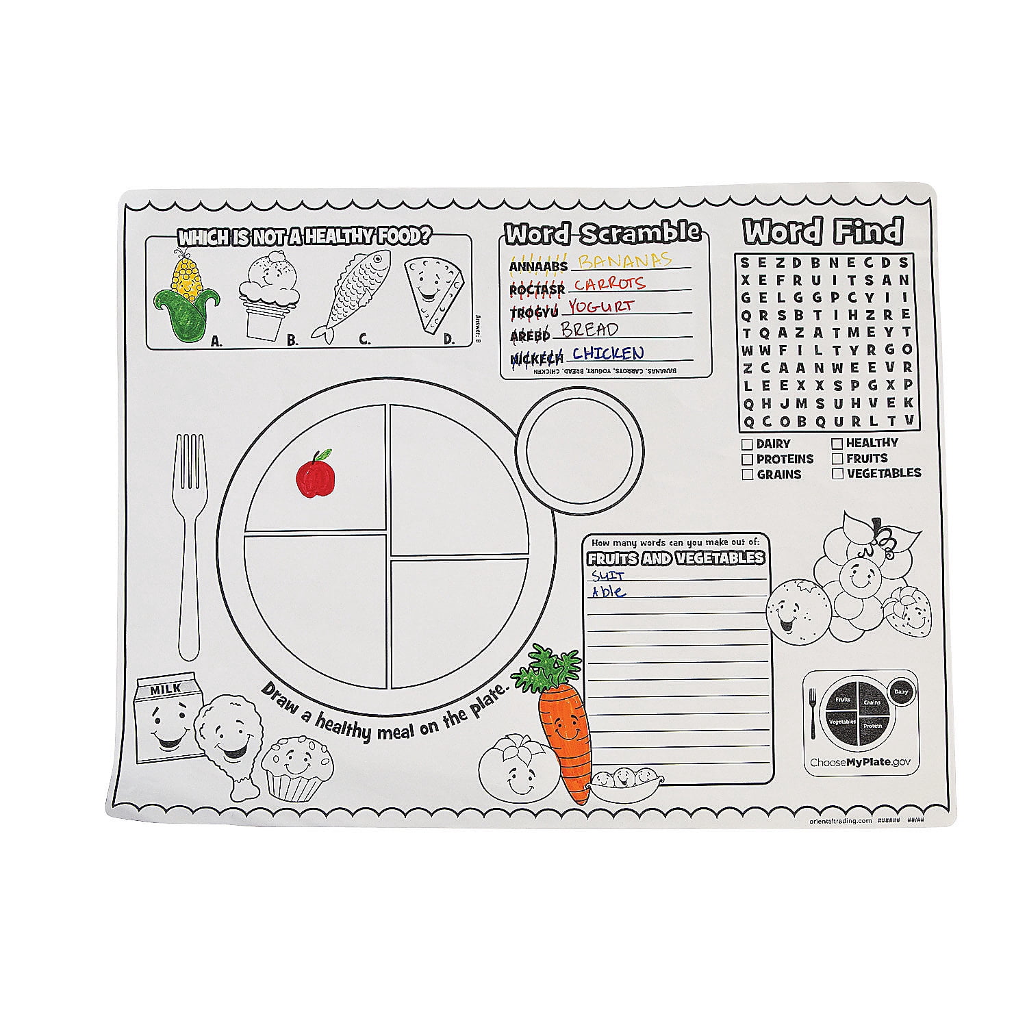 My Plate Activity Mat - Stationery - 12 Pieces - Walmart.com