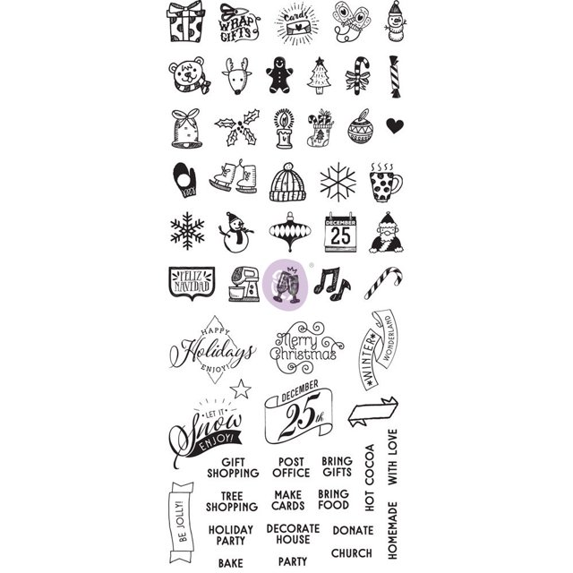 My Prima Planner Clear Stamps -Christmas Mini Icons & Words - Walmart.com