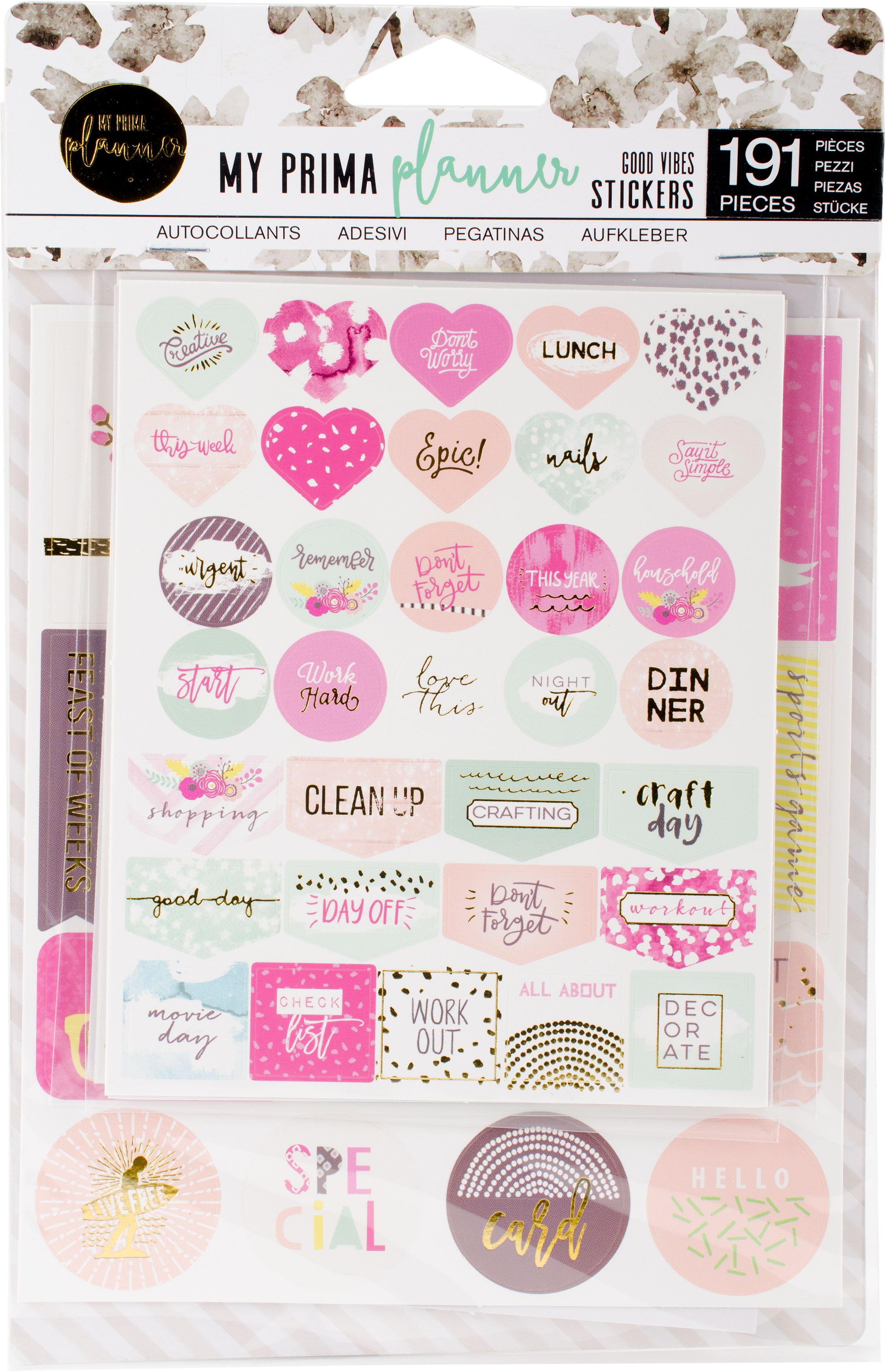My Prima Planner Stickers 5/Pkg-Good Vibes - Walmart.com