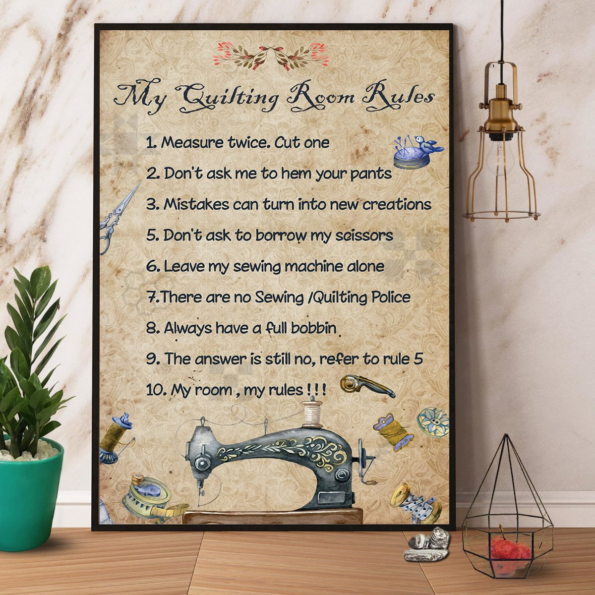 My Quilting Room Rule Vintage Paper Poster No Frame Matte Wall Art ...