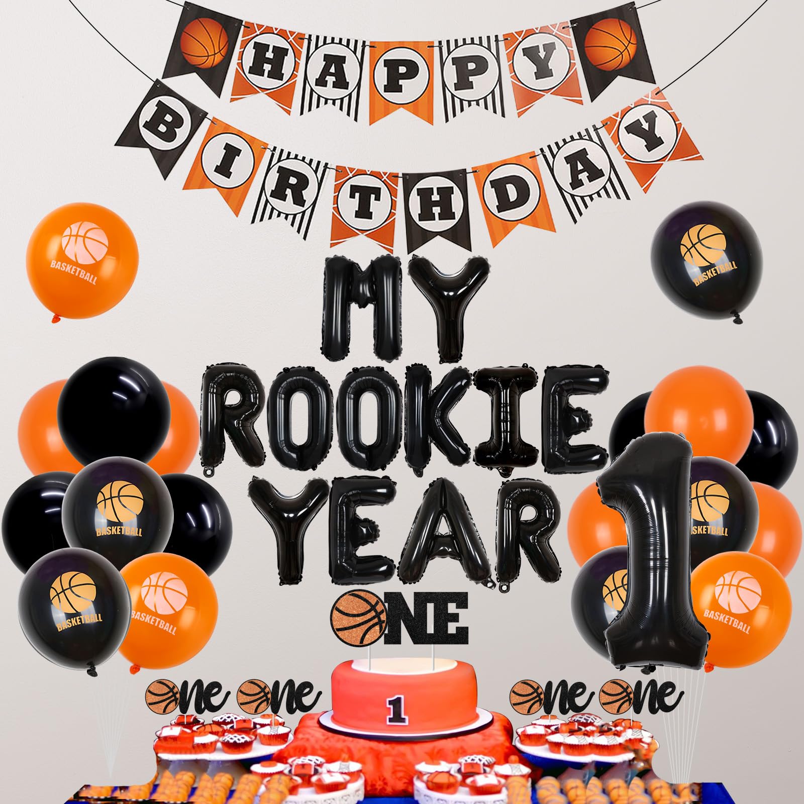 My Rookie Year 1st Decorations, Basketball Theme Party with Basketball ...