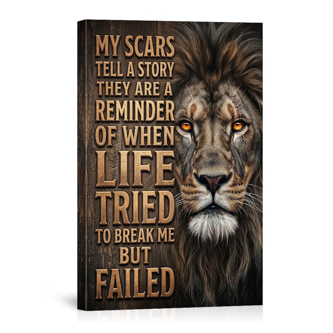 My Scars Tell A Story Lion Motivational Animal Home USA Made Canvas ...