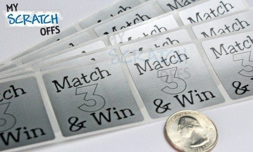 My Scratch Offs 1.5 Inch Silver Square "Match 3 & Win" Scratch Off ...