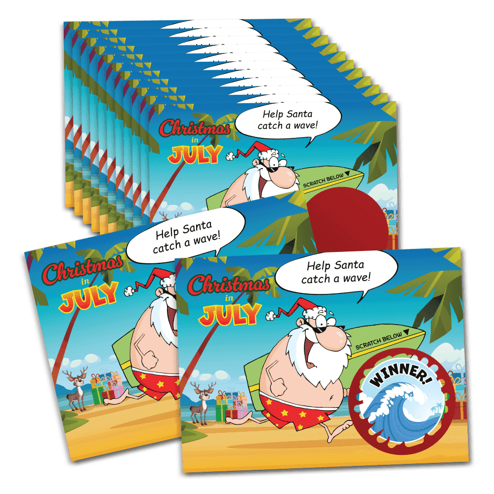 My Scratch Offs Christmas in July Santa Surfer "Help Santa Catch a Wave ...