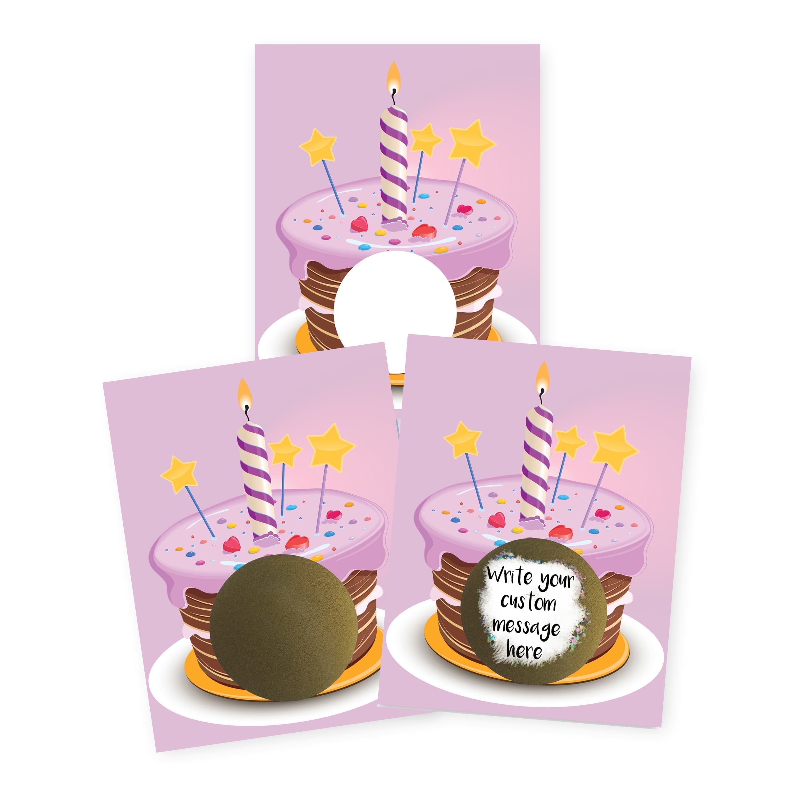 My Scratch Offs Pink Birthday Cake DIY Scratch-off Note Cards ...
