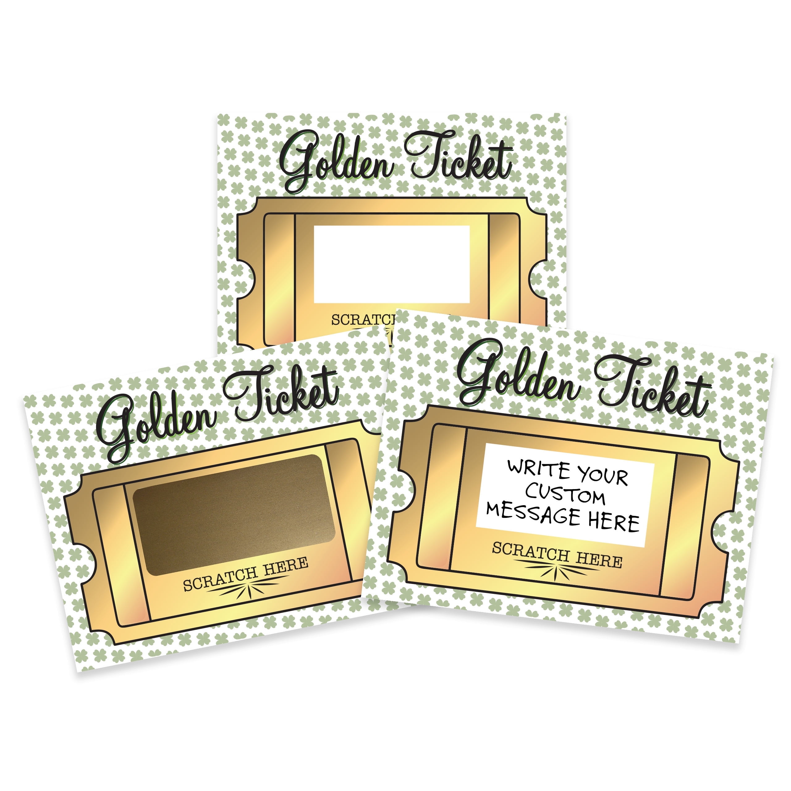 My Scratch Offs St. Patrick's Day Gold Ticket DIY Four-leaf Clover Scratch-off Note Cards ...