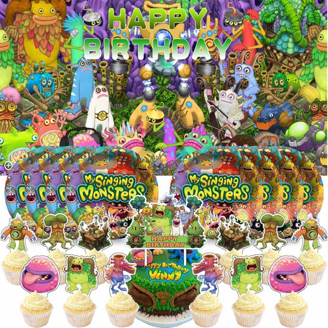 My Singing Monster Party Supplies Decor Cake Topper Birthday Backdrop ...