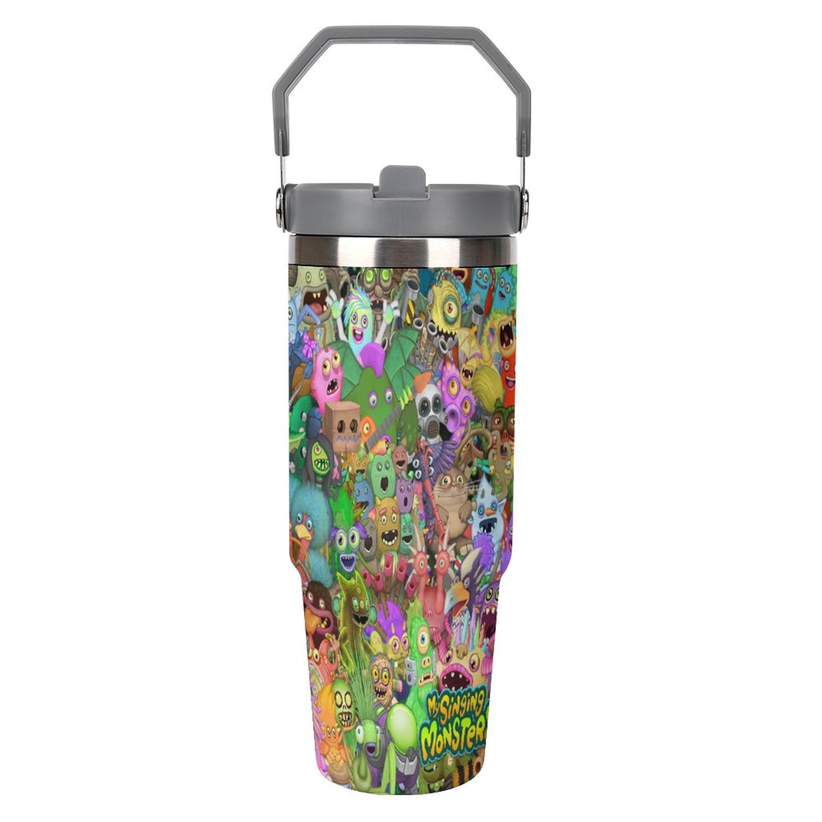 My Singing Monster Tumbler with Lid Straw Top Handle 30oz Leakproof ...