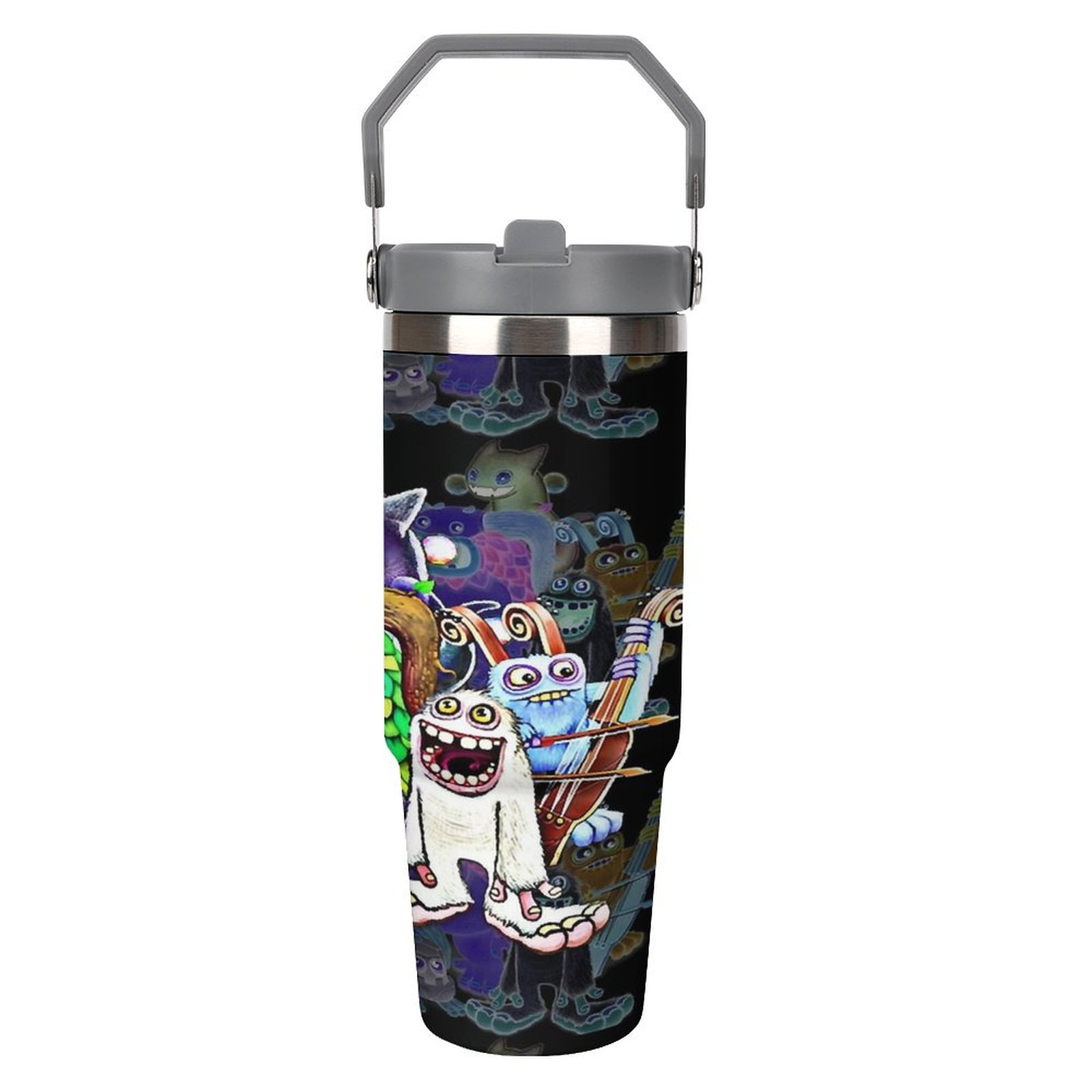 My Singing Monster Tumbler with Lid Straw Top Handle 30oz Leakproof ...