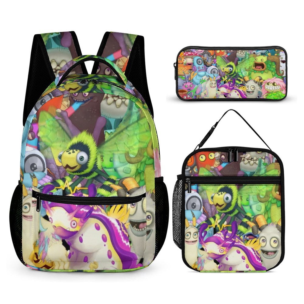 My Singing Monsters 3 Piece Backpack Set School Bag Combination Travel ...