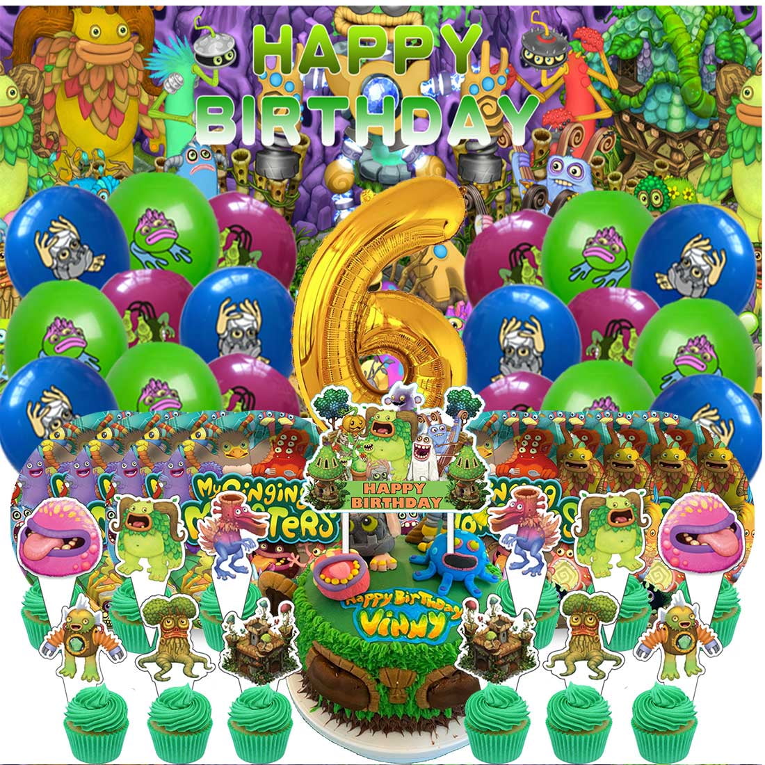 My Singing Monsters Balloons Party Supplies 6th Decor Tableware ...
