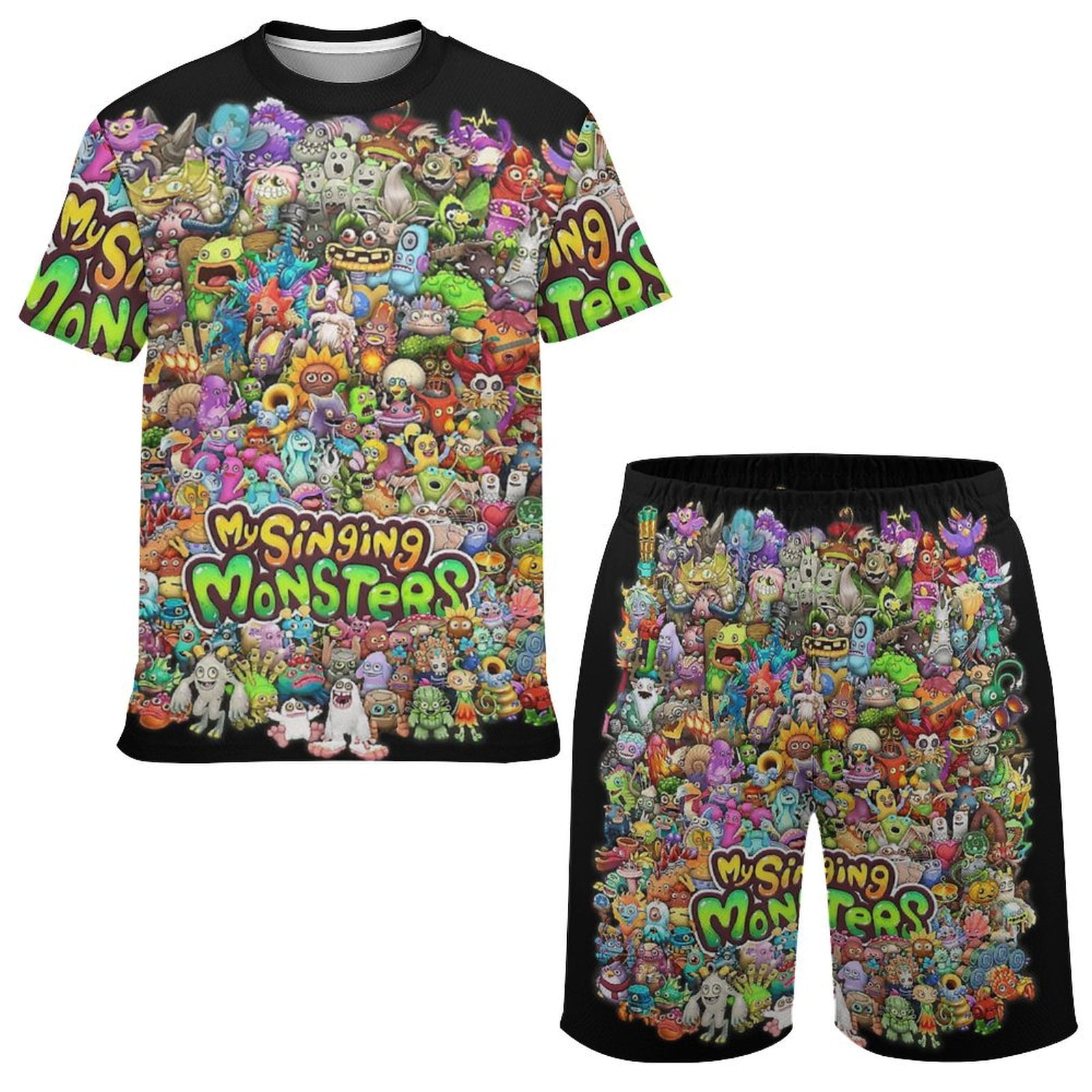 My Singing Monsters Boys Girls Short Sleeve Mesh T-Shirt And Shorts Outfit Set Summer Clothes ...