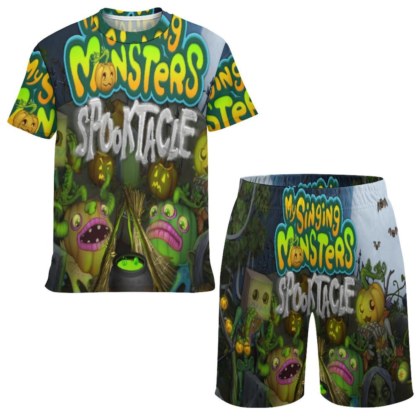 My Singing Monsters Boys Girls Short Sleeve Mesh T-Shirt And Shorts Outfit Set Summer Clothes ...
