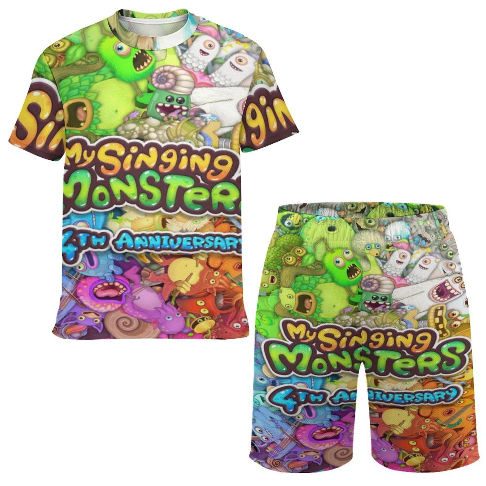 My Singing Monsters Boys Girls Short Sleeve Mesh T-Shirt And Shorts Outfit Set Summer Clothes ...