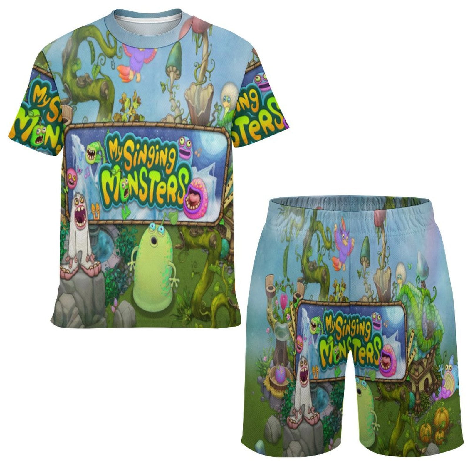 My Singing Monsters Boys Girls Short Sleeve Mesh T-Shirt And Shorts Outfit Set Summer Clothes ...
