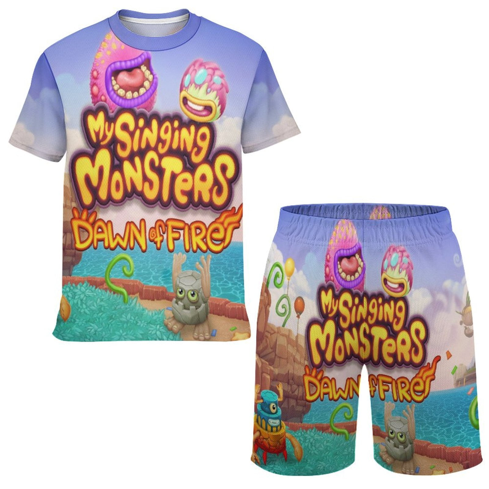 My Singing Monsters Boys Girls Short Sleeve Mesh T-Shirt And Shorts ...