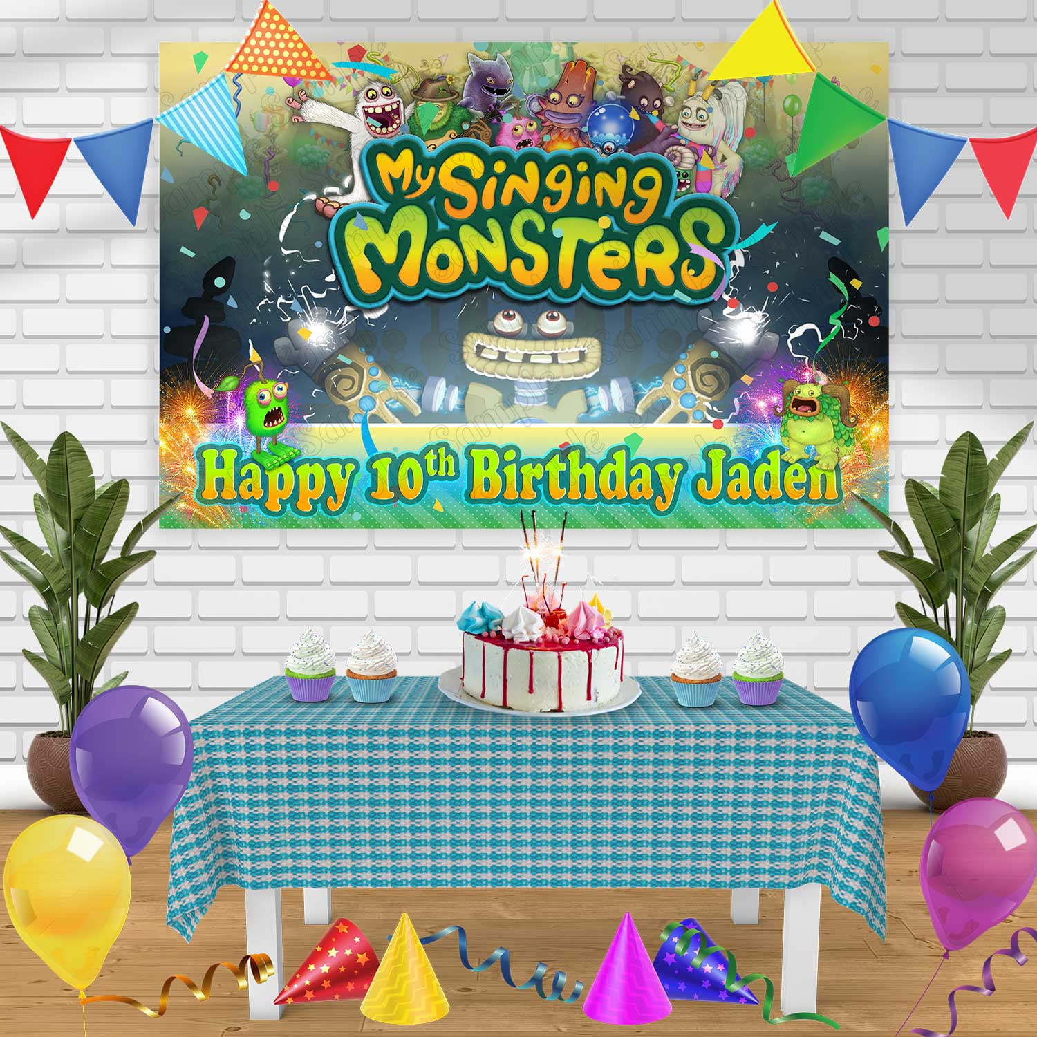 My Singing Monsters MSM Birthday Banner Personalized Party Backdrop ...