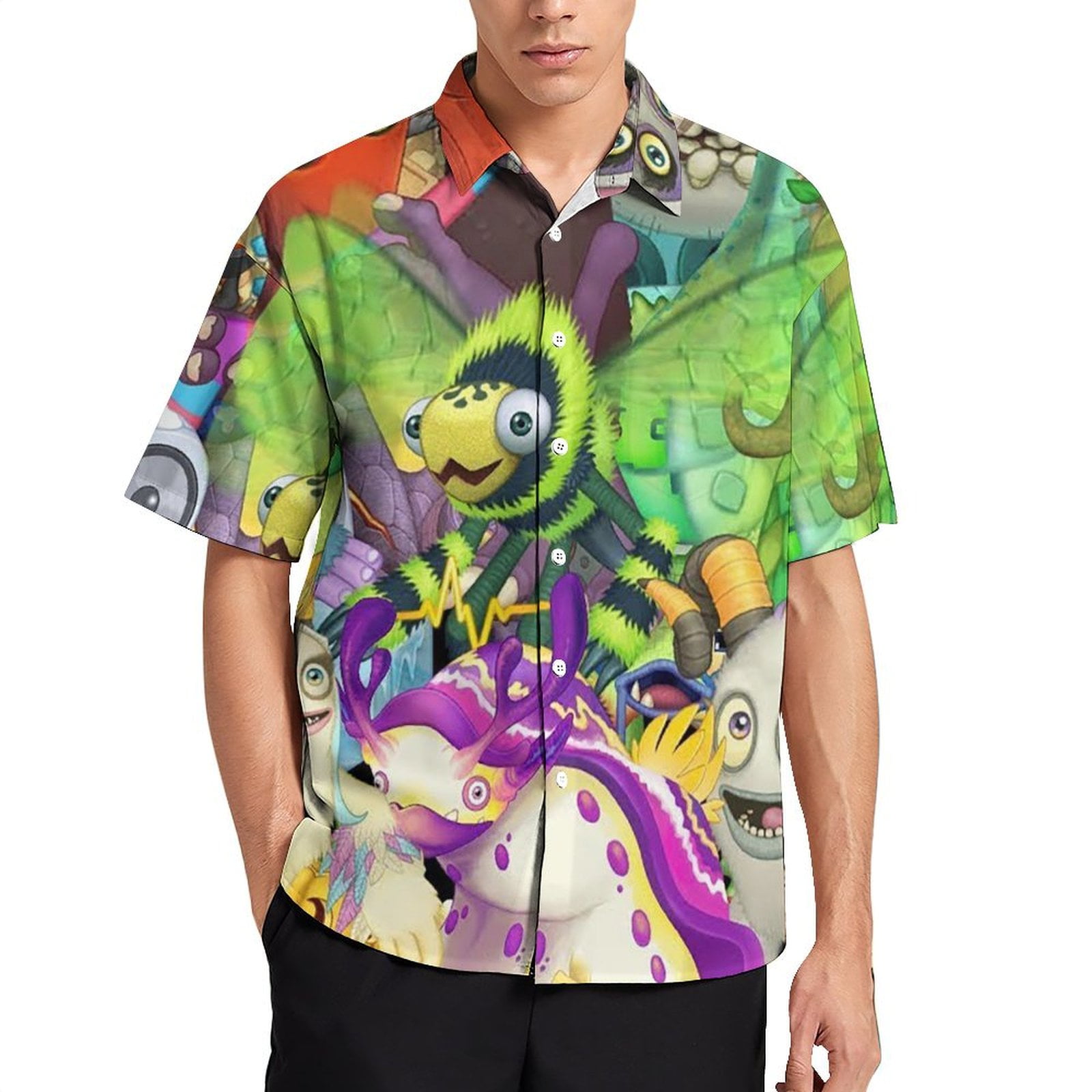 My Singing Monsters Men's Hawaiian Shirt Short Sleeve Button Down ...