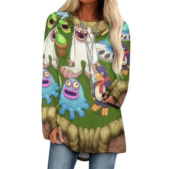 My Singing Monsters Plant Island Womens Long Sleeve T-Shirt Loose Fit ...
