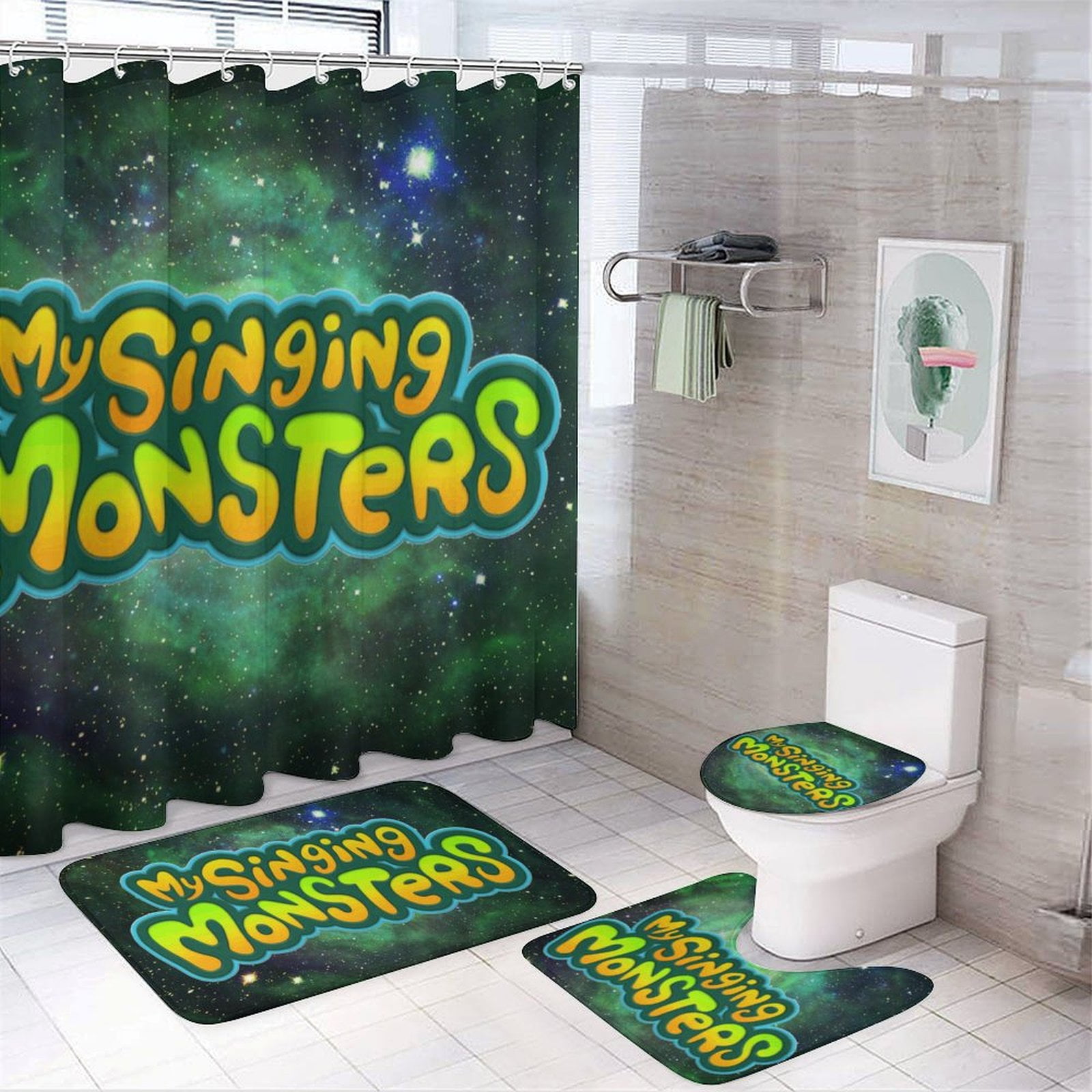 My Singing Monsters Shower Curtain Set 4 Piece, Set Bathroom Sets with ...