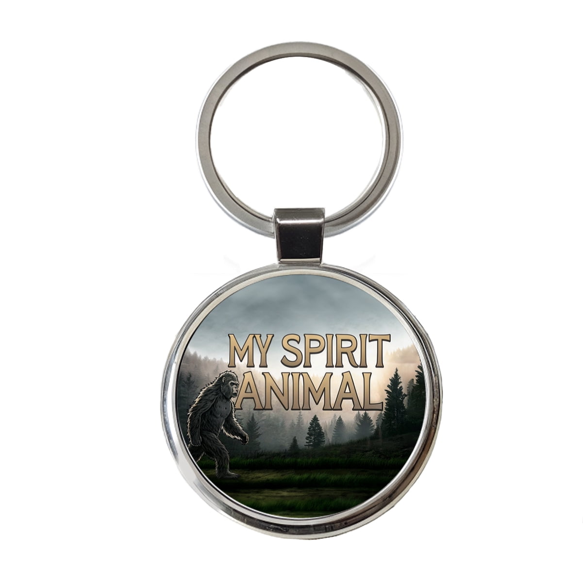 My Spirit Animal Bigfoot Funny Fantasy Metal Round Keychain - Walmart.com