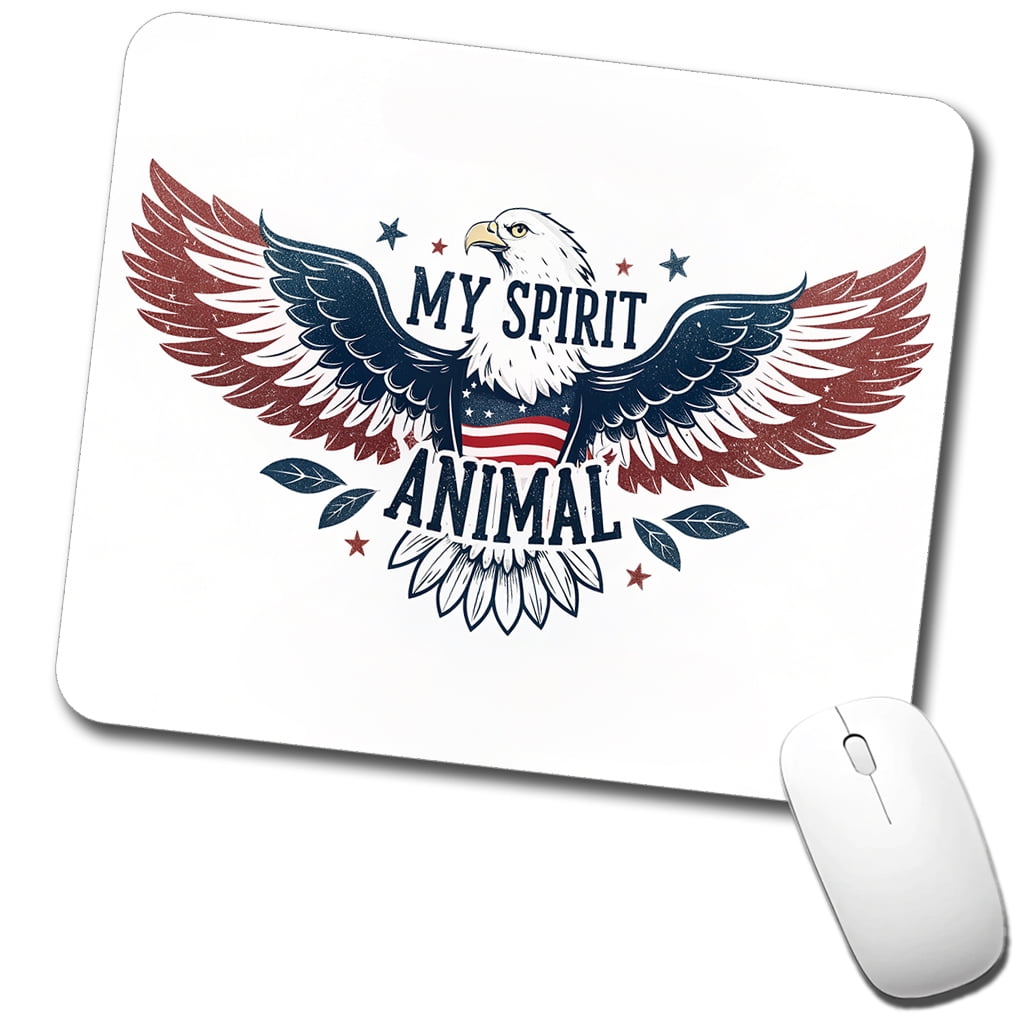 My Spirit Animal Patriotic American Bald Eagle Mouse Pad Low Profile ...