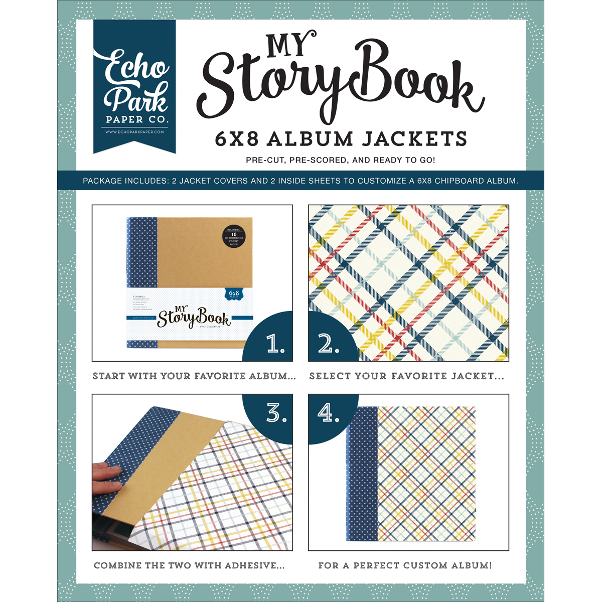 My Story Book Album Jacket 6"X8"-Petticoats & Pinstripes Boy Plaid, Pk ...