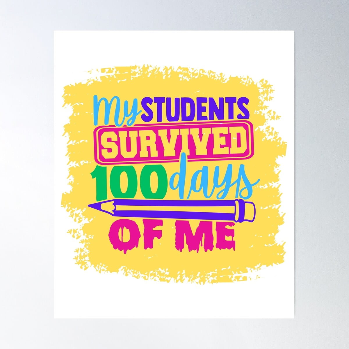 My Students Survived 100 Days Of Me, School | Poster Wall Art, Modern ...