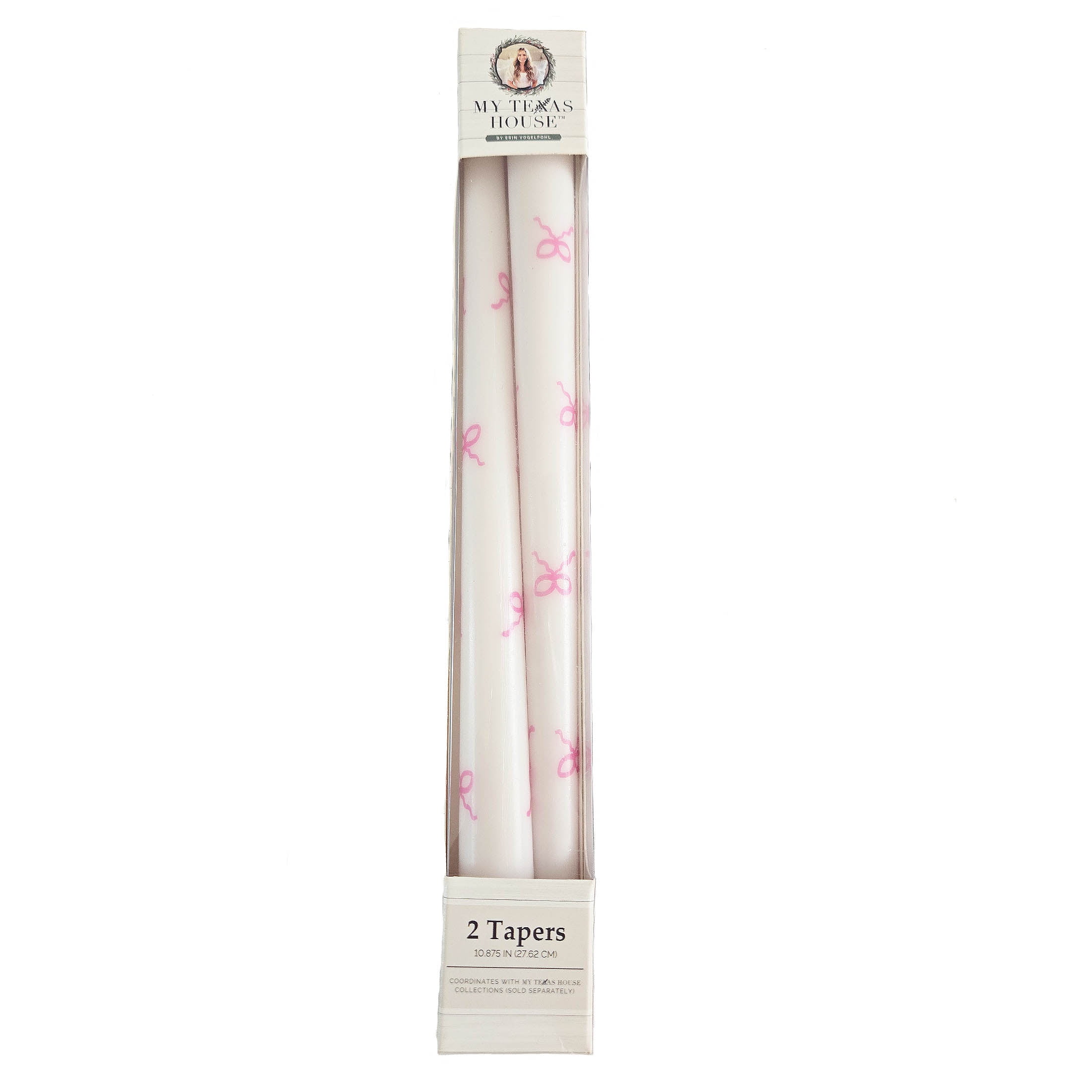 My Texas House 1-Wick Paraffin Wax 11" Smooth Taper with Pink Bow ...
