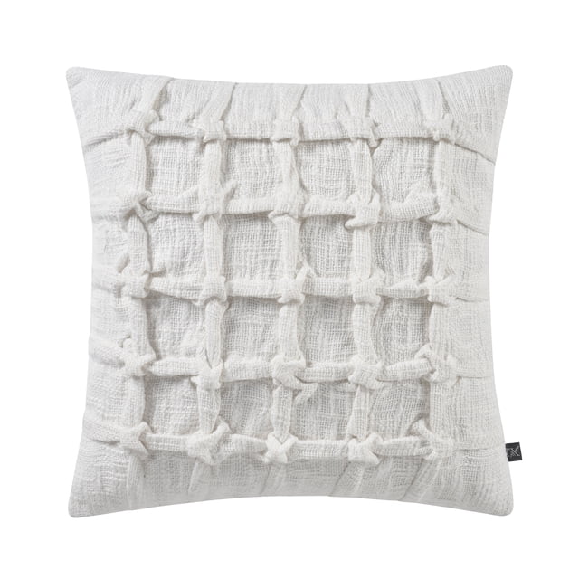 My Texas House 18" x 18" Tilly White Pinch Pleat Cotton Decorative ...