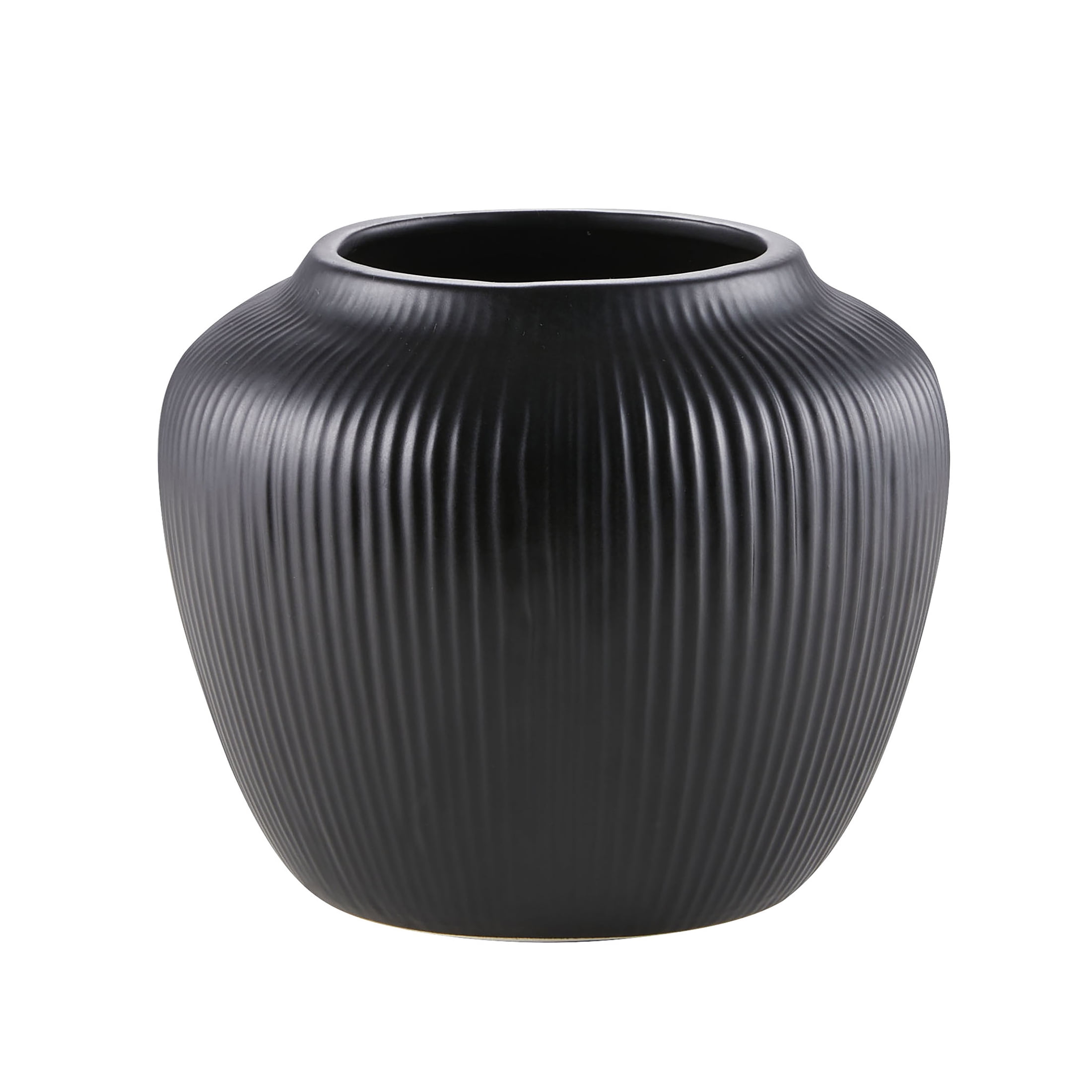 My Texas House 2-Pack, 5" Black Textured Stripe Round Stoneware Vase ...