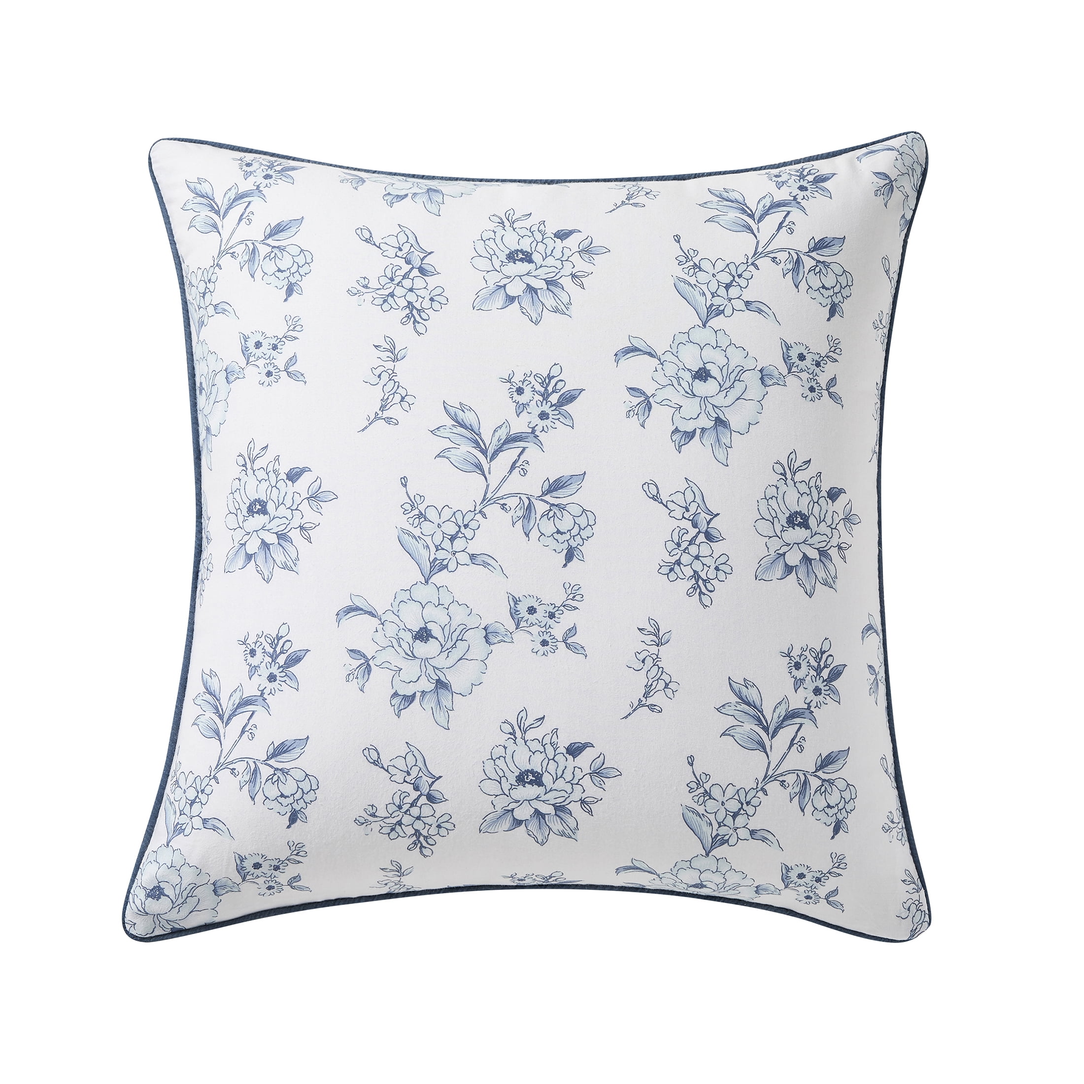 My Texas House 20" x 20" Hum Blue Floral Cotton Decorative Pillow Cover ...