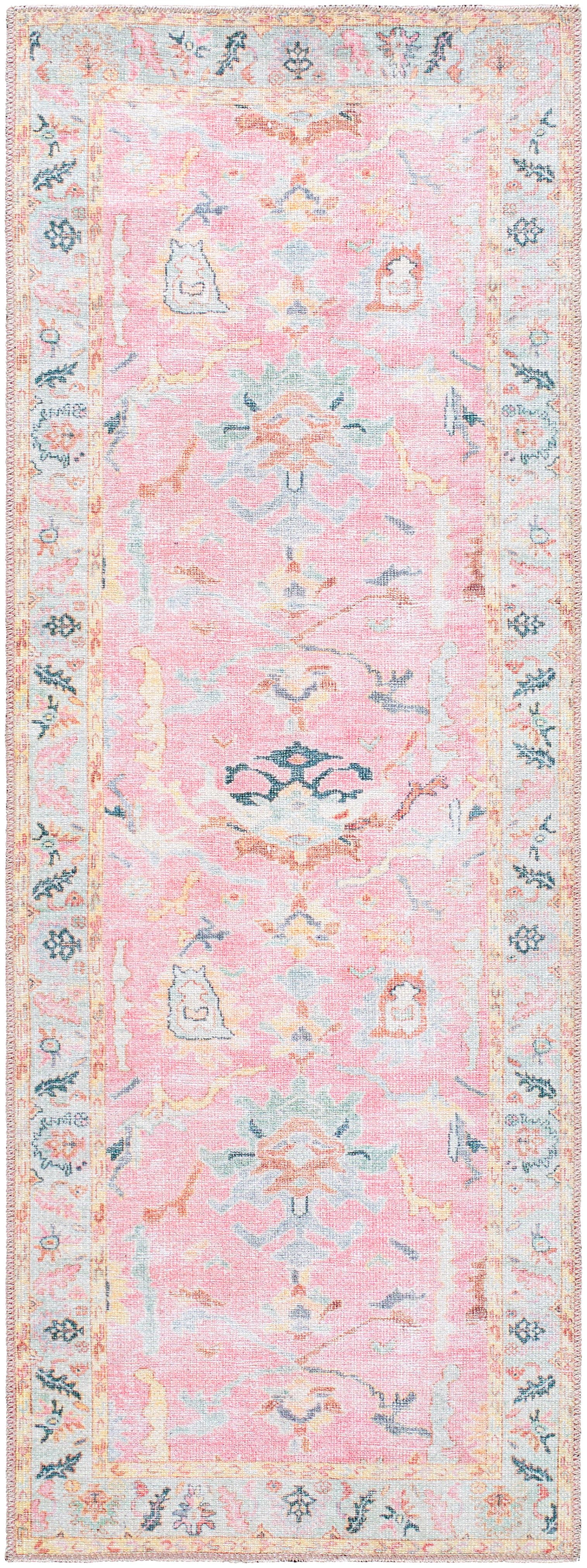 My Texas House Eloise Traditional Floral Indoor Washable Runner Rug ...