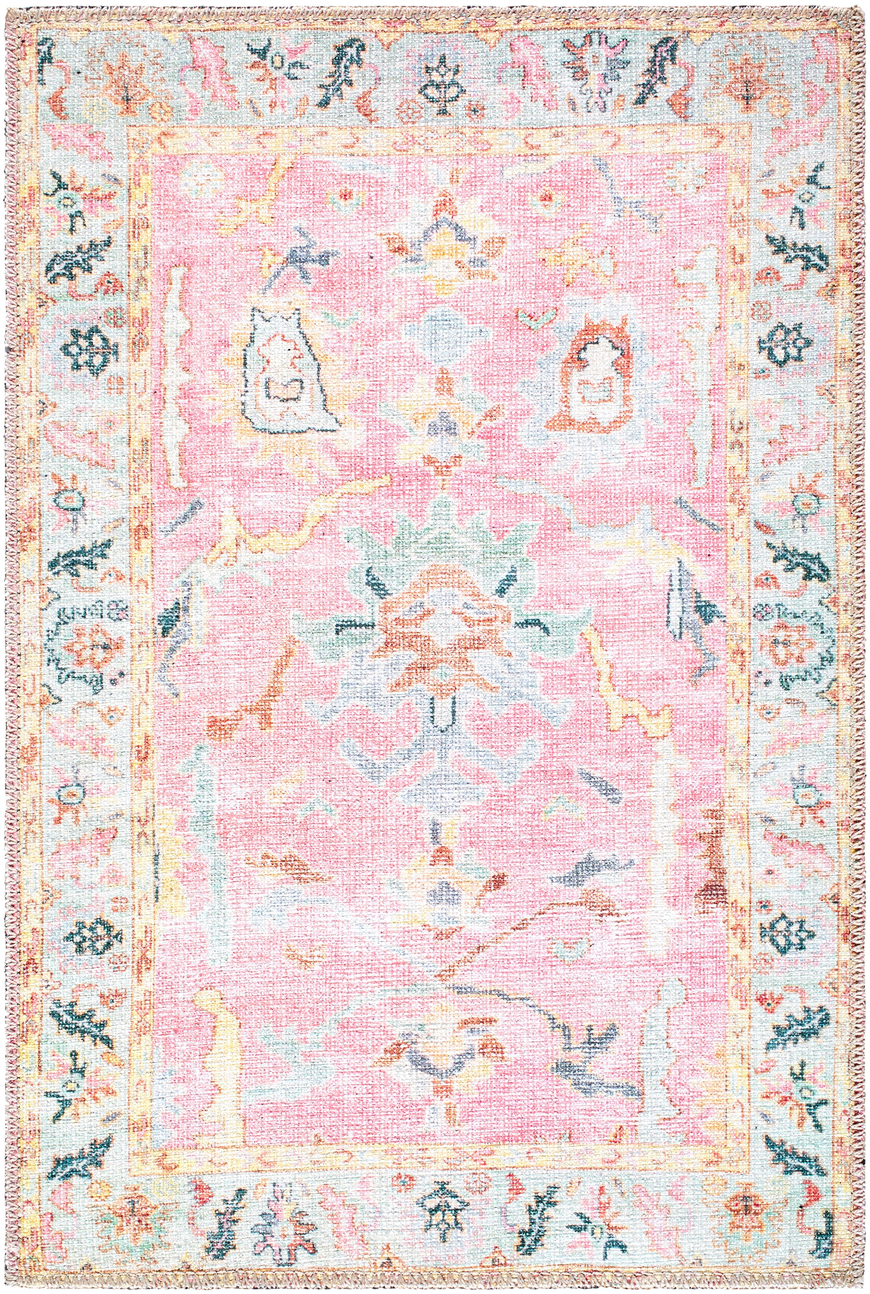My Texas House Eloise Traditional Floral Indoor Washable Scatter Rug ...