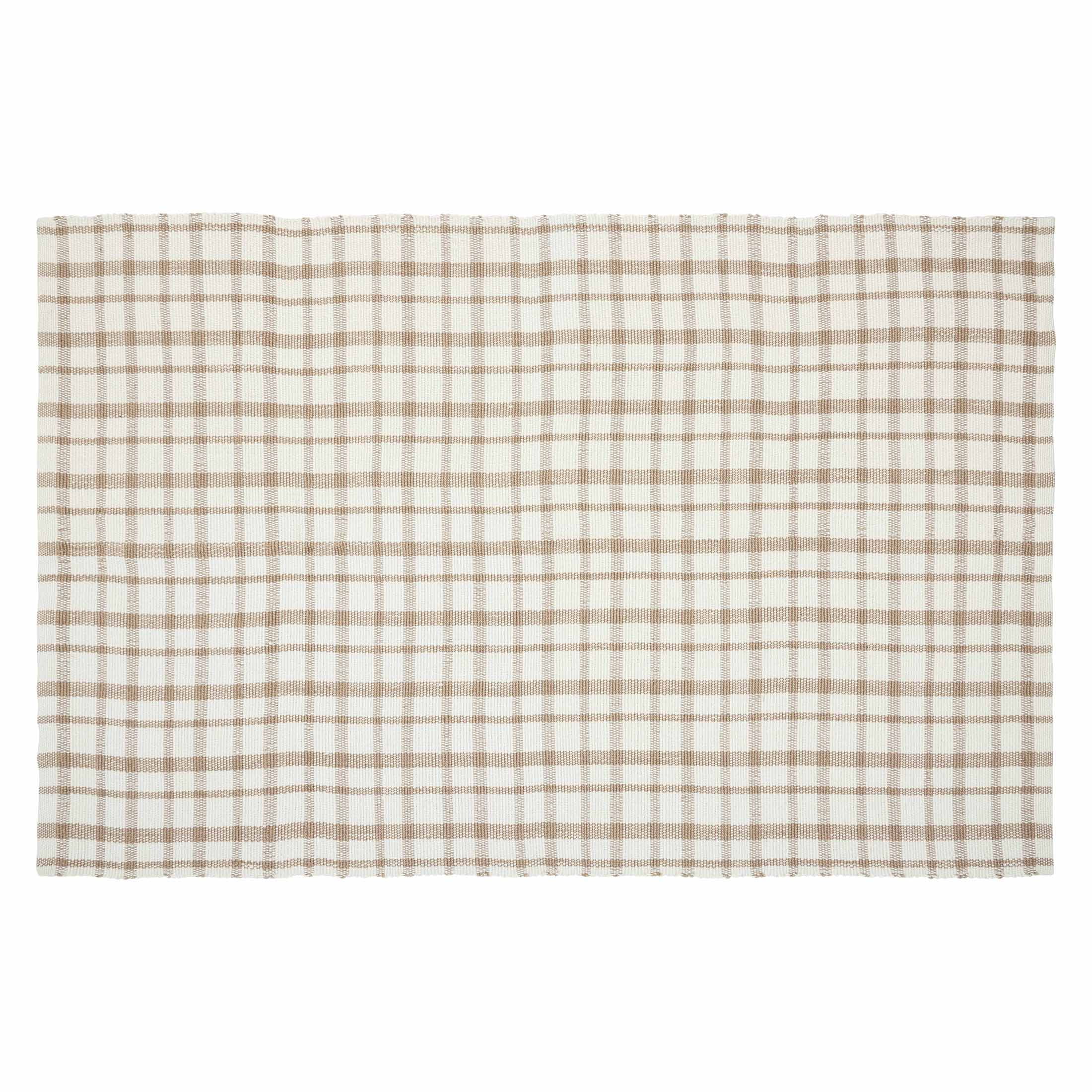 My Texas House Beige Plaid Indoor/Outdoor Layering Rug, 38" x 58 ...
