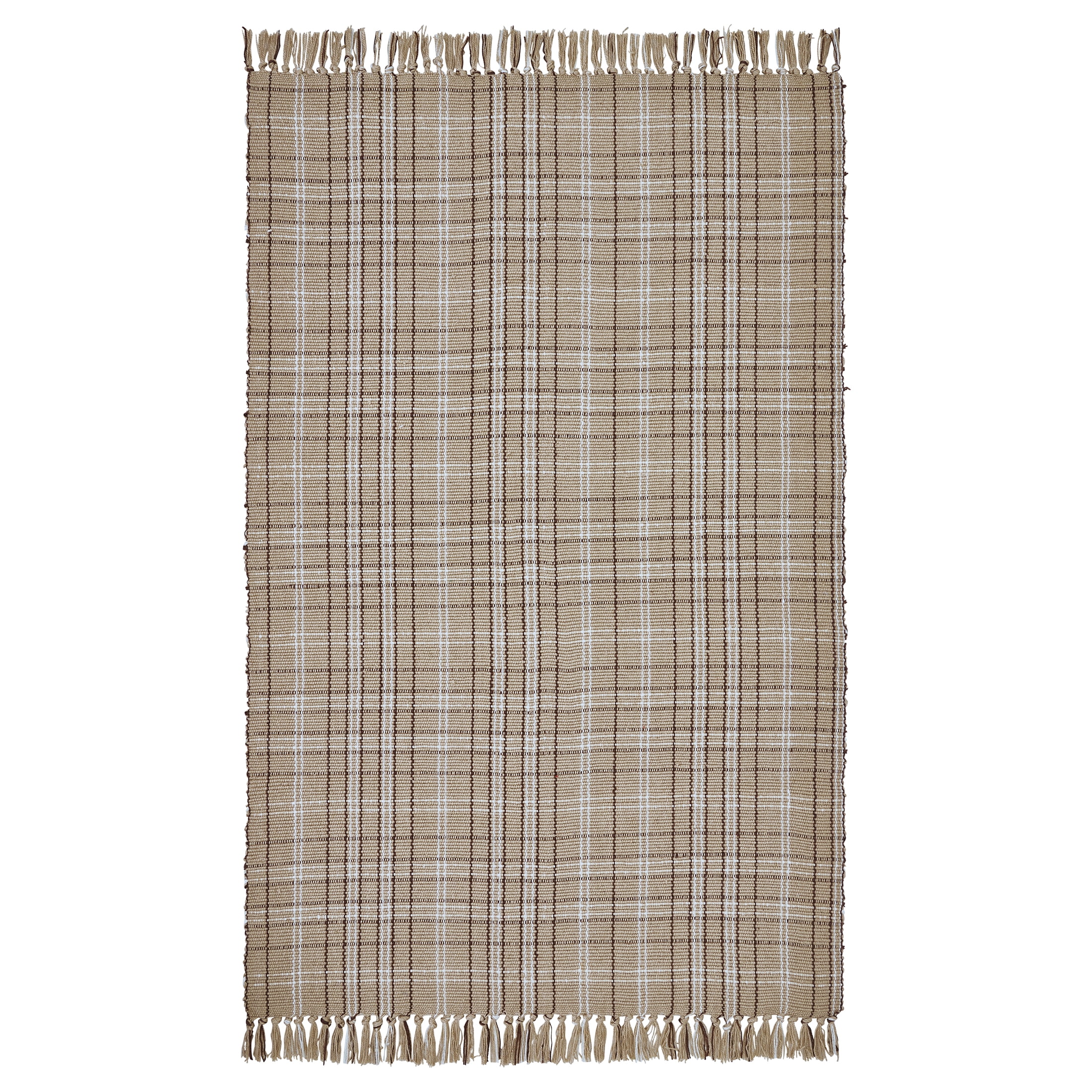 My Texas House Neutral Check Indoor/Outdoor Layering Rug, 38" x 58 ...