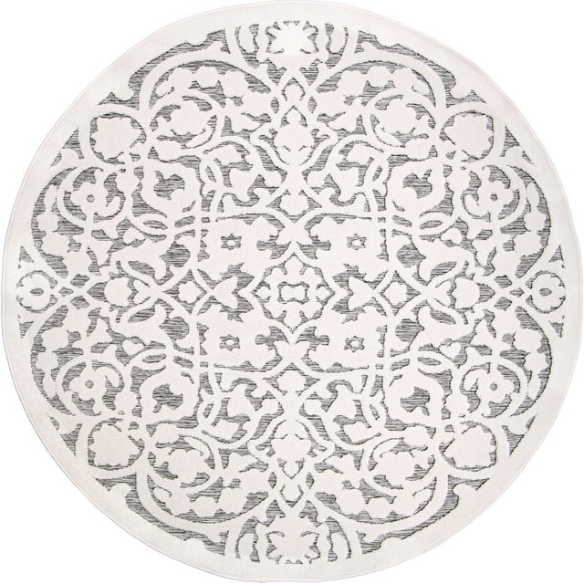 Free Shipping! My Texas House Dahlia 6'5" Round Natural Gray Floral ...